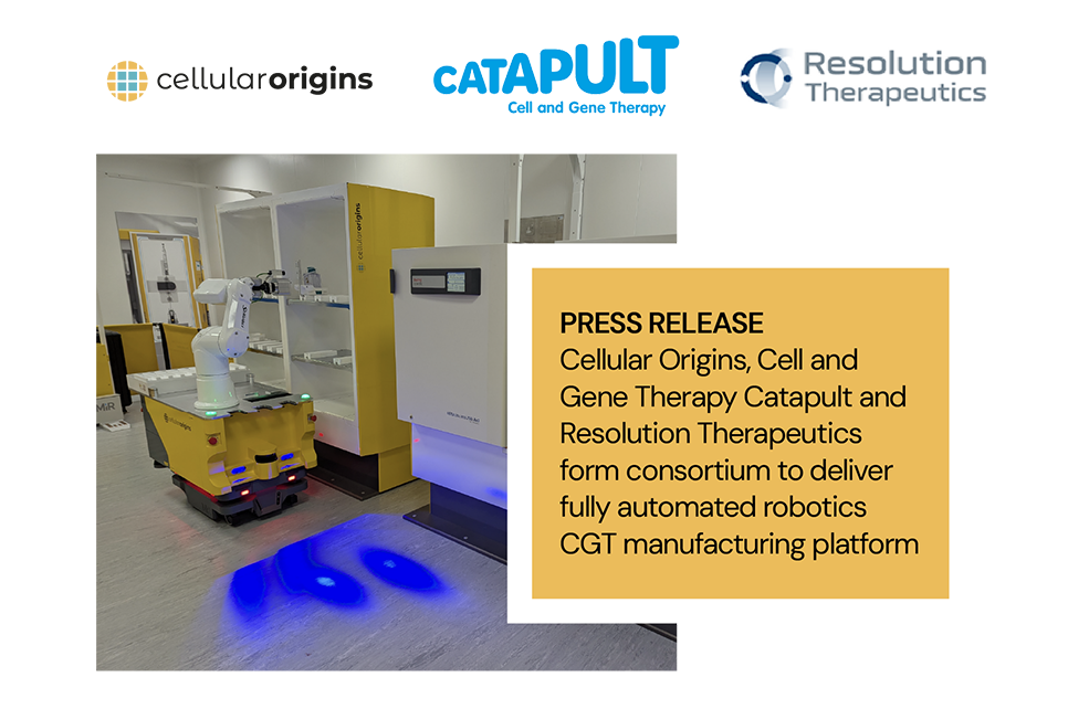 Cellular Origins, Cell and Gene Therapy Catapult and Resolution Therapeutics form consortium to ...